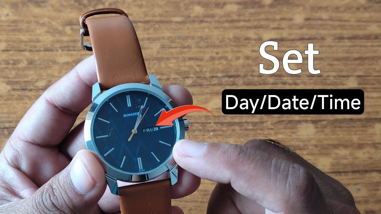 How to set day/date/time in analog watch | sonata watch me day/date ...