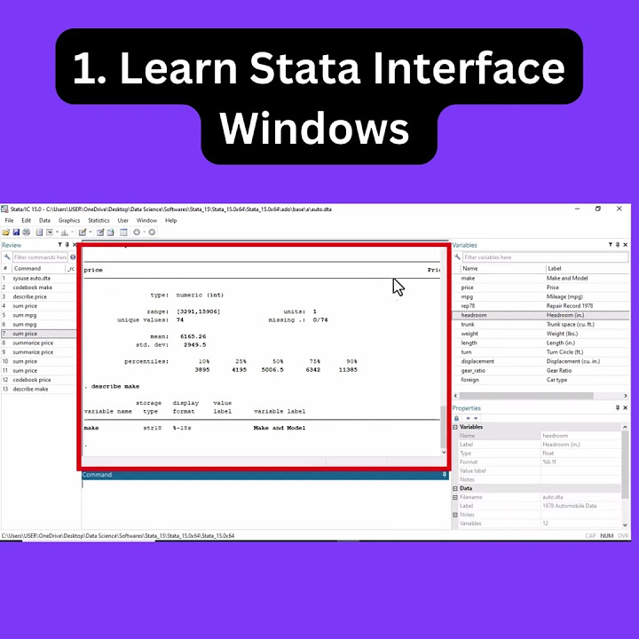 Pt.1 Tour of the Stata Window Interface || Introduction to Stata for Beginners #stata # ...