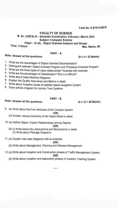 OU MSC(CS) SEM-III OBJECT ORIENTED ANALYSIS AND DESIGN QUESTION PAPER ...