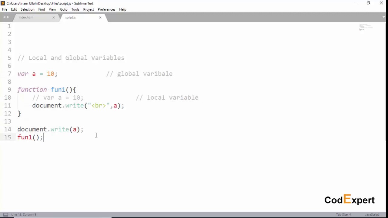 19 Local Variable And Global Variable In Javascript In Urduhindi Youtube