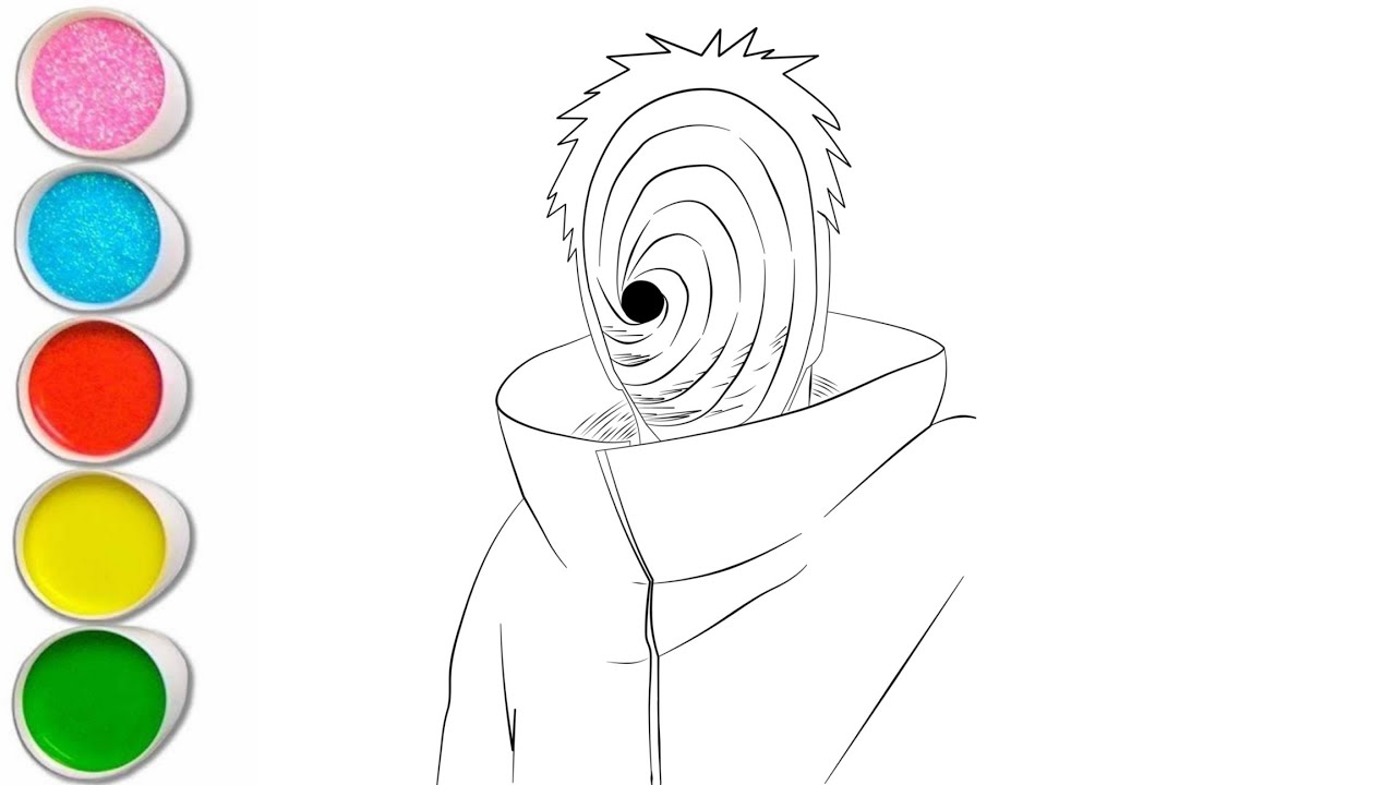 how to draw obito uchiha in mask || Tobi drawing for kids tutorial ...