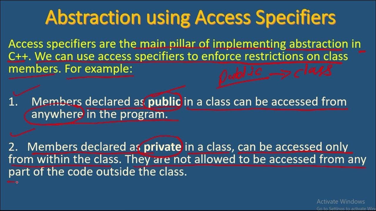 Abstraction using Access Specifiers in C++. - YouTube