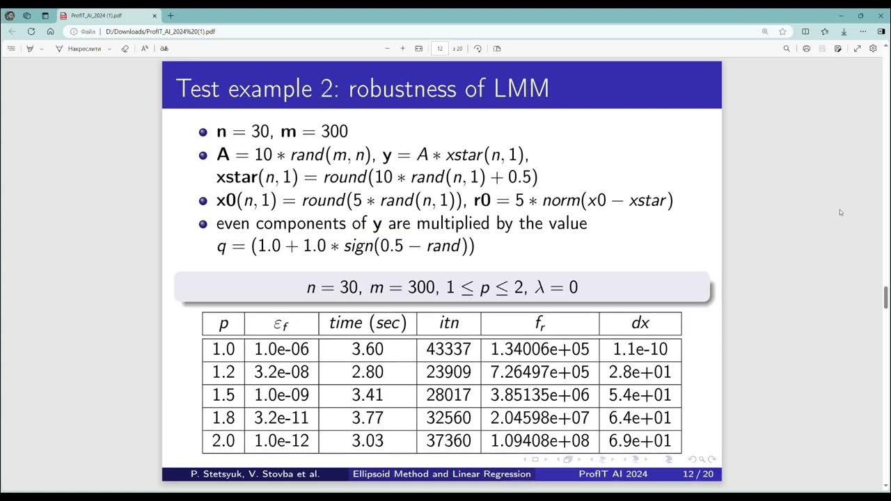 Using of Ellipsoid Method and Linear Regression with L1-regularization on Medical Data ...
