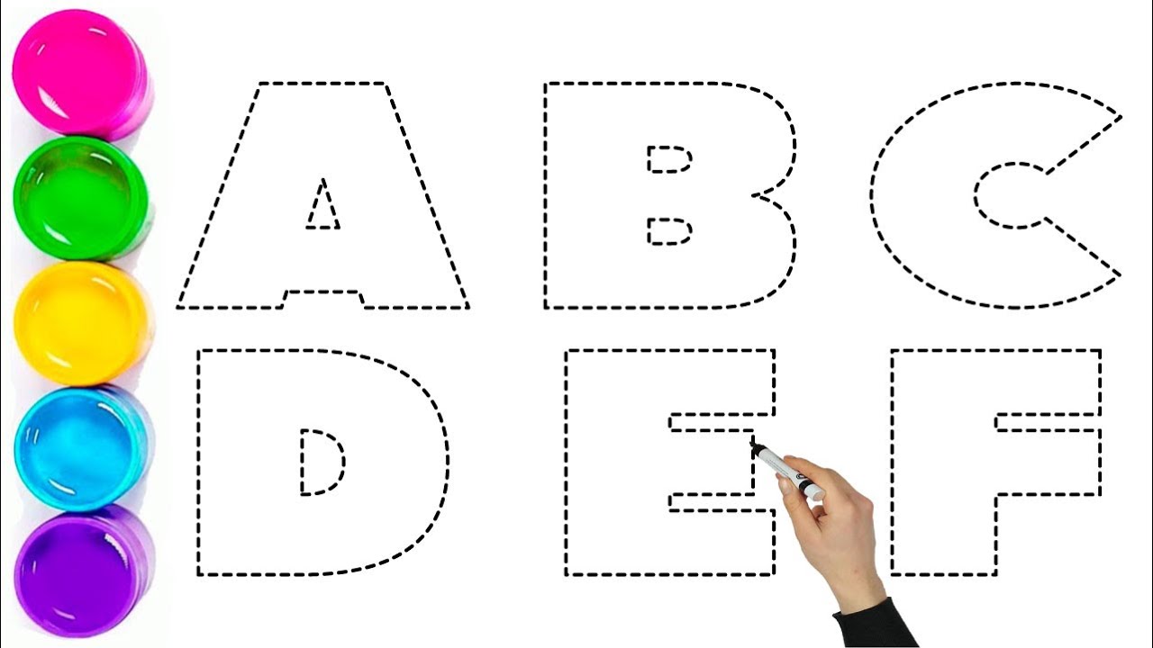 How to Draw and Paint Alphabet Letters ABCD-with glitter for kids - YouTube
