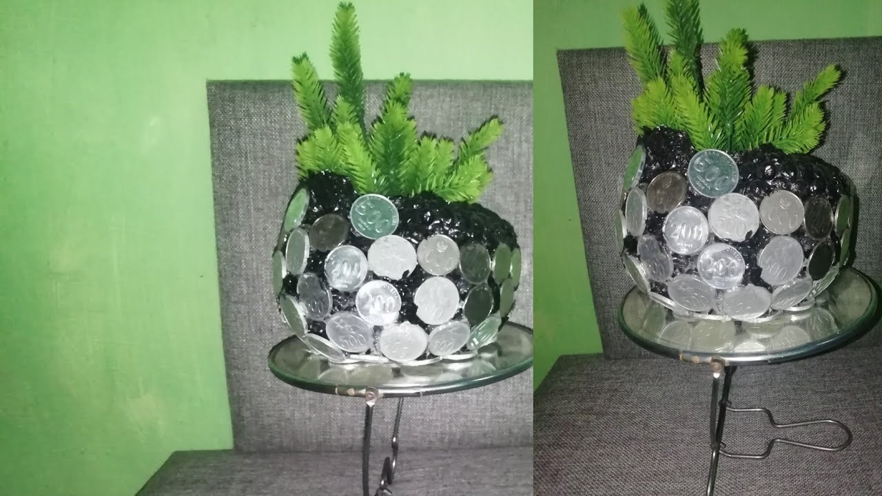 DIY - Vas Bunga Pajangan dari Uang Koin - YouTube