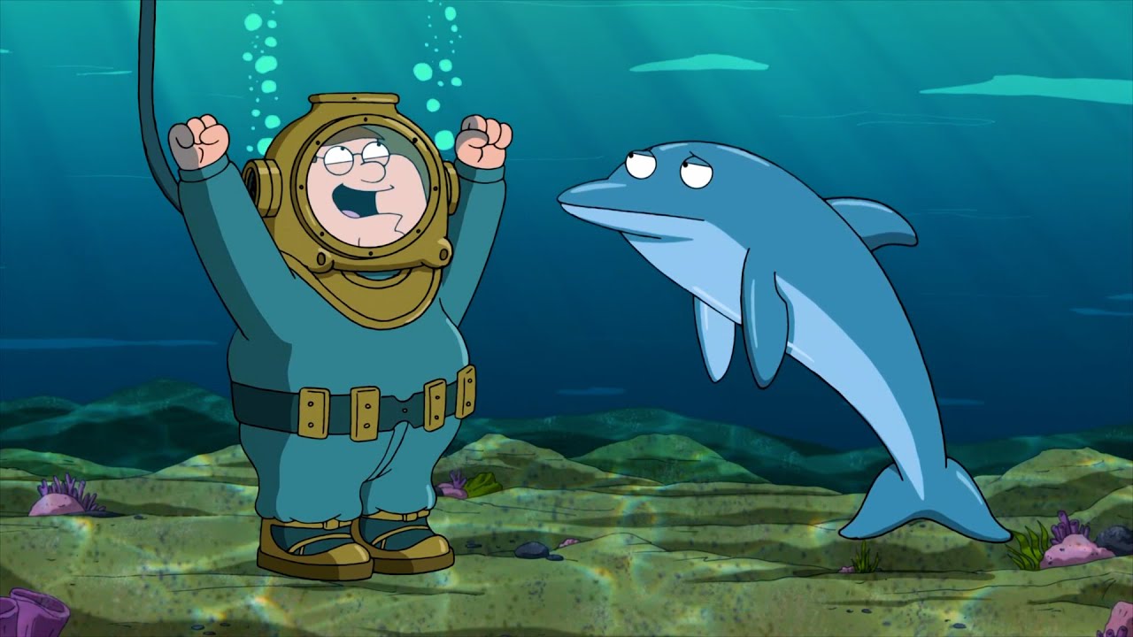 Family Guy - Peter dives into the ocean to explore then unfortunately ...