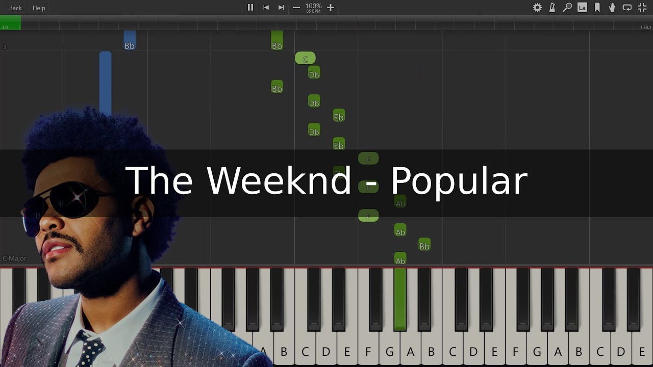 The Weeknd Popular | EASY and Slow Piano Tutorial - YouTube