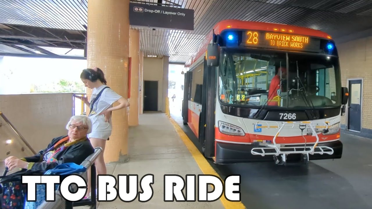 TTC 28 Bus Ride from Davisville Station to Evergreen Brick Works #7266 ...