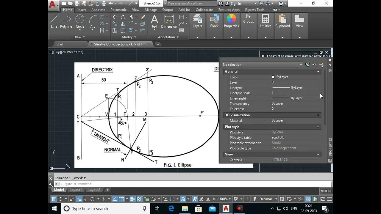 Ellipse by Eccentricity Method using AutoCAD Software - YouTube