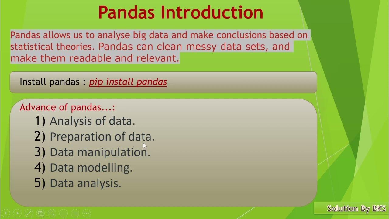 1 Pandas With Python Introduction Video Pandas Python Pythonprogramming Programming Youtube