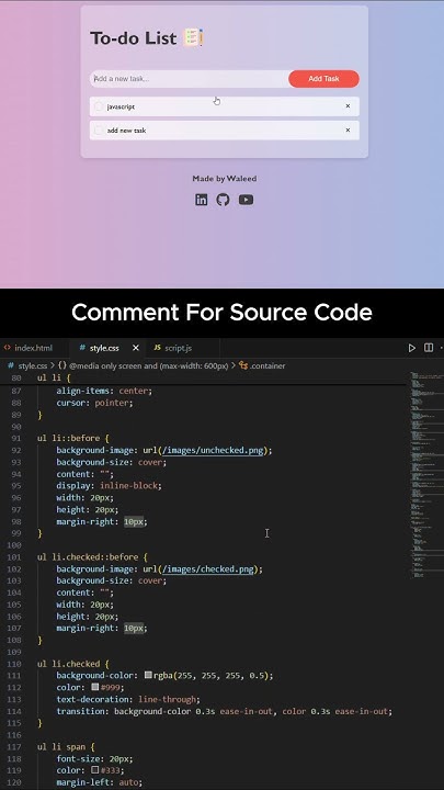 To do List App Using HTML CSS JS #shorts #coding - YouTube
