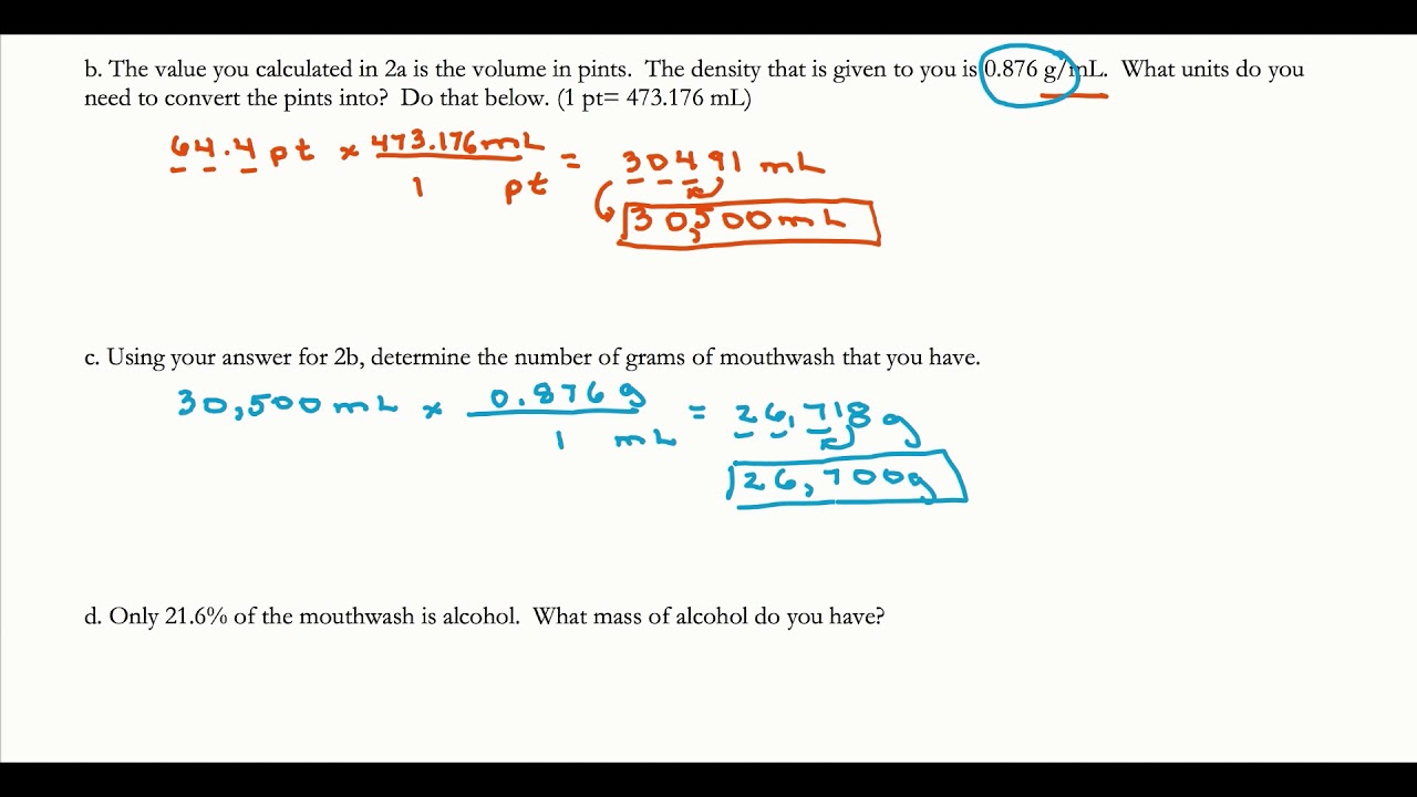 Density Calculations and Unit Conversions Continued Review - YouTube