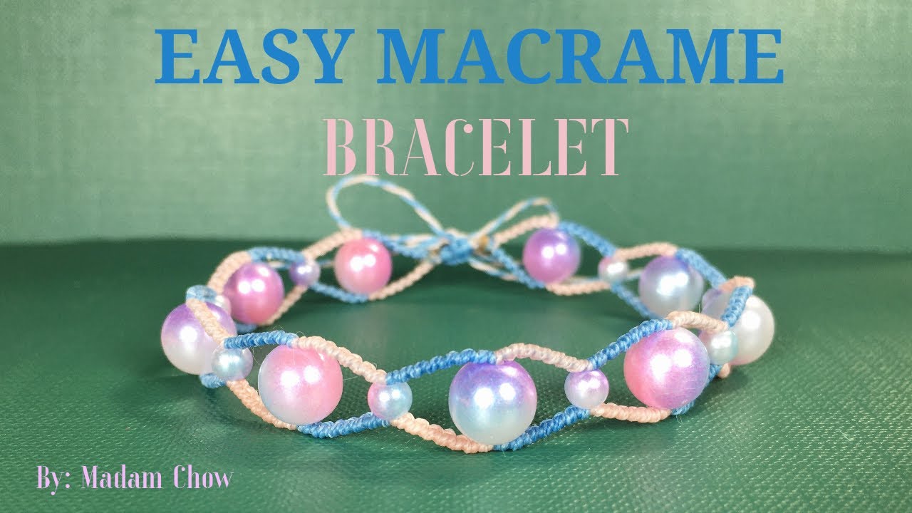 How To Macrame Two - Color Bracelet With Pearls - YouTube