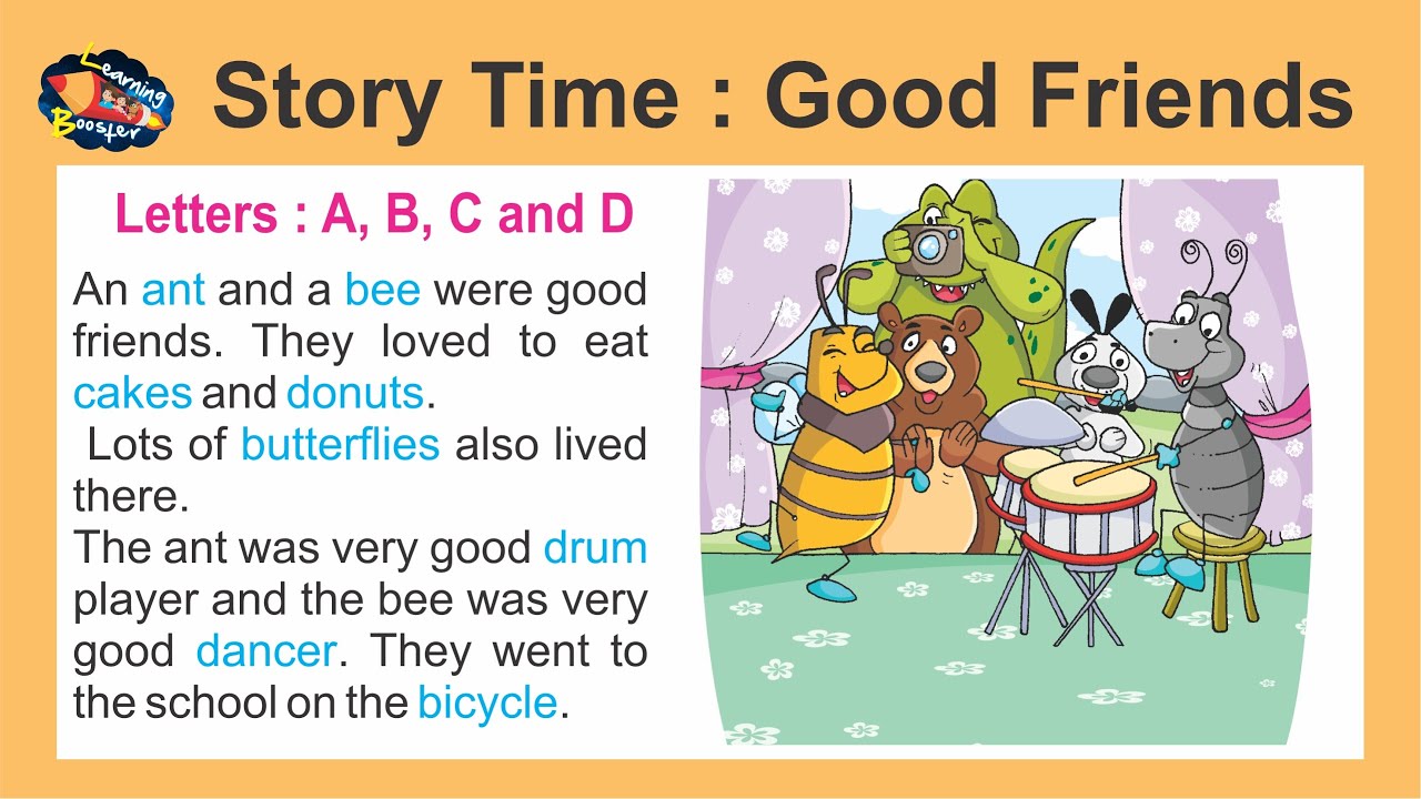 Story Time Good Friends| Letter A B C D Story for Kids | Easy English ...