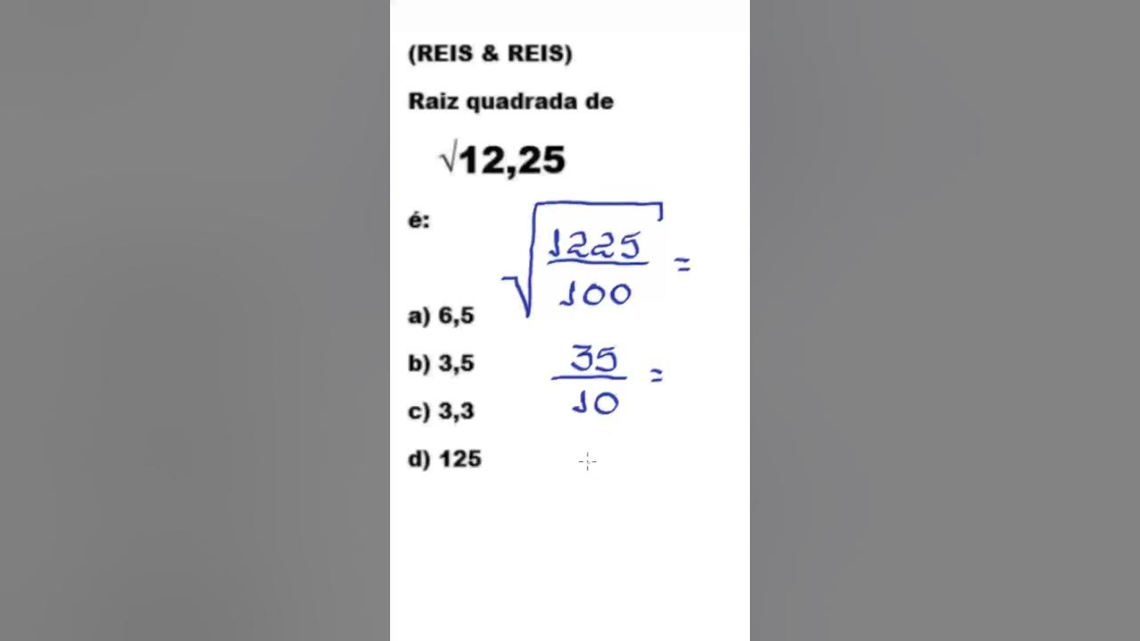 Raiz Quadrada De 12 25 - RETOEDU