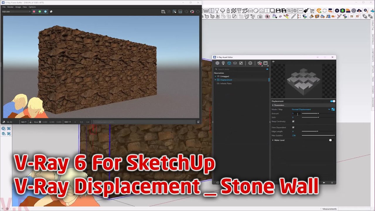 V-Ray 6 For SketchUp | 005 V-Ray Displacement _ Stone Wall - YouTube