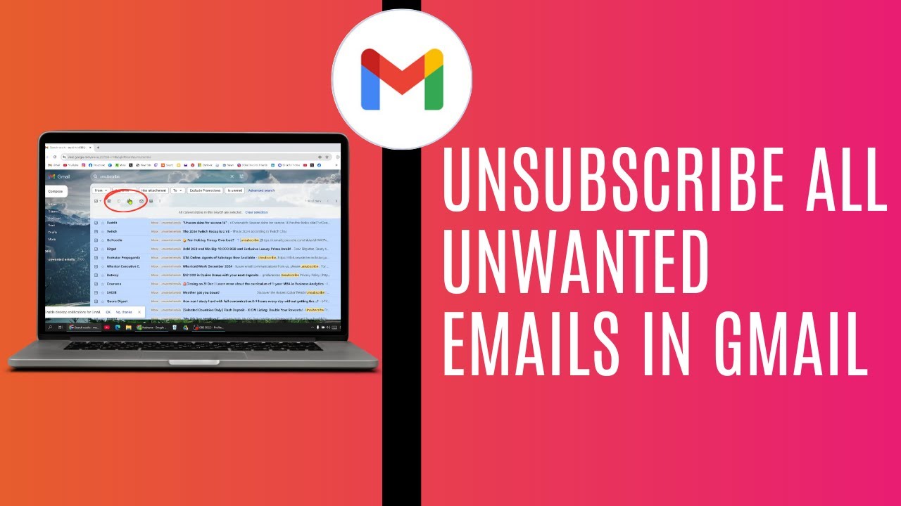 How To Unsubscribe All Unwanted Emails In Gmail | Mass Delete Emails In ...