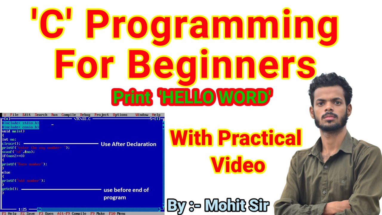 C Programming For Beginners Print Hello Word Youtube