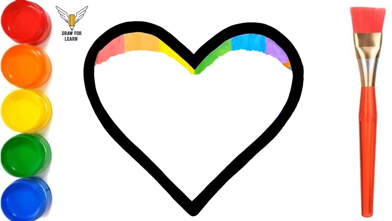 How to Draw Heart drawing, Painting and Coloring for Kids & Toddlers ...