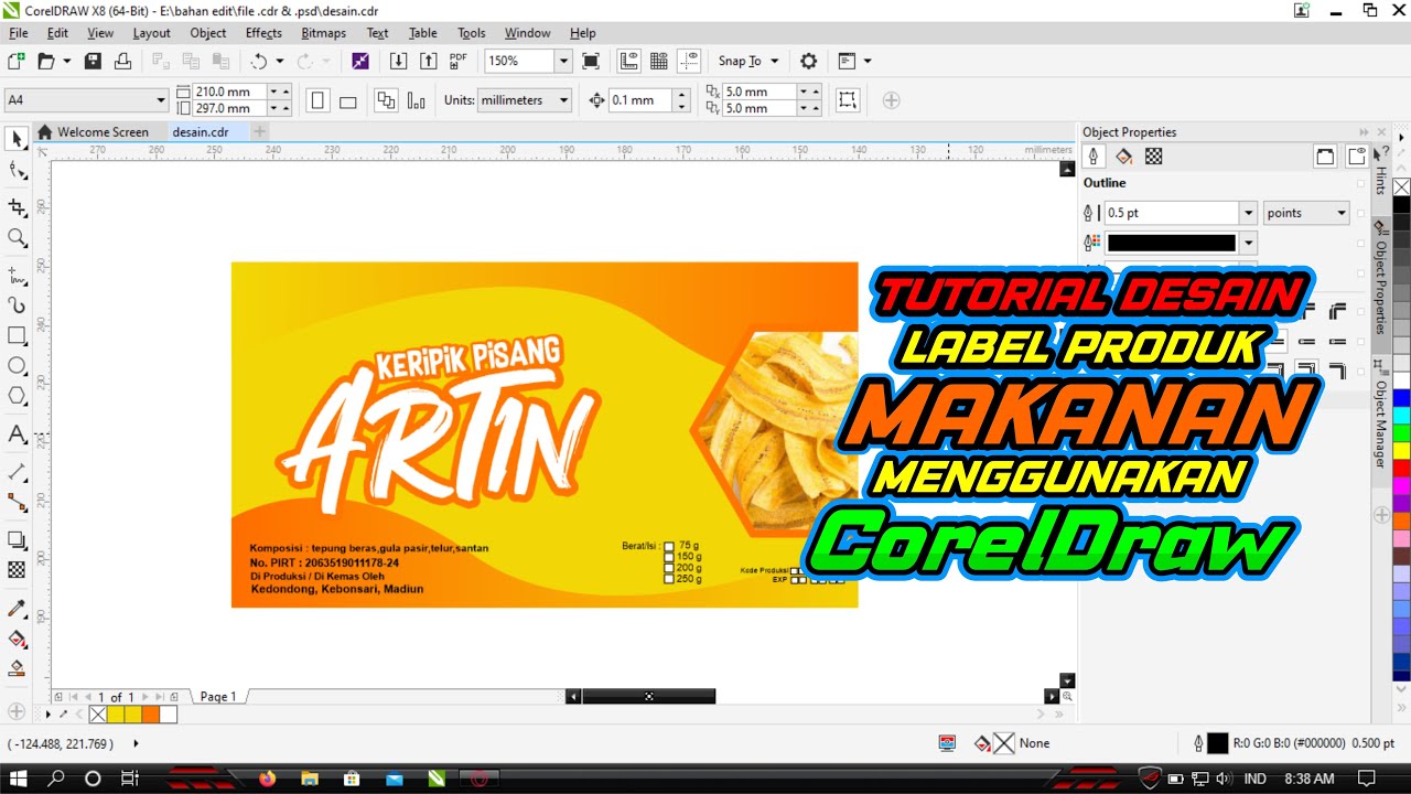 TUTORIAL DESAIN LABEL PRODUK MAKANAN MENGGUNAKAN COREL DRAW - YouTube