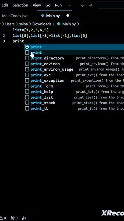 Swapping First and Last Element in the list #python#java#coding#programming#swapping# ...