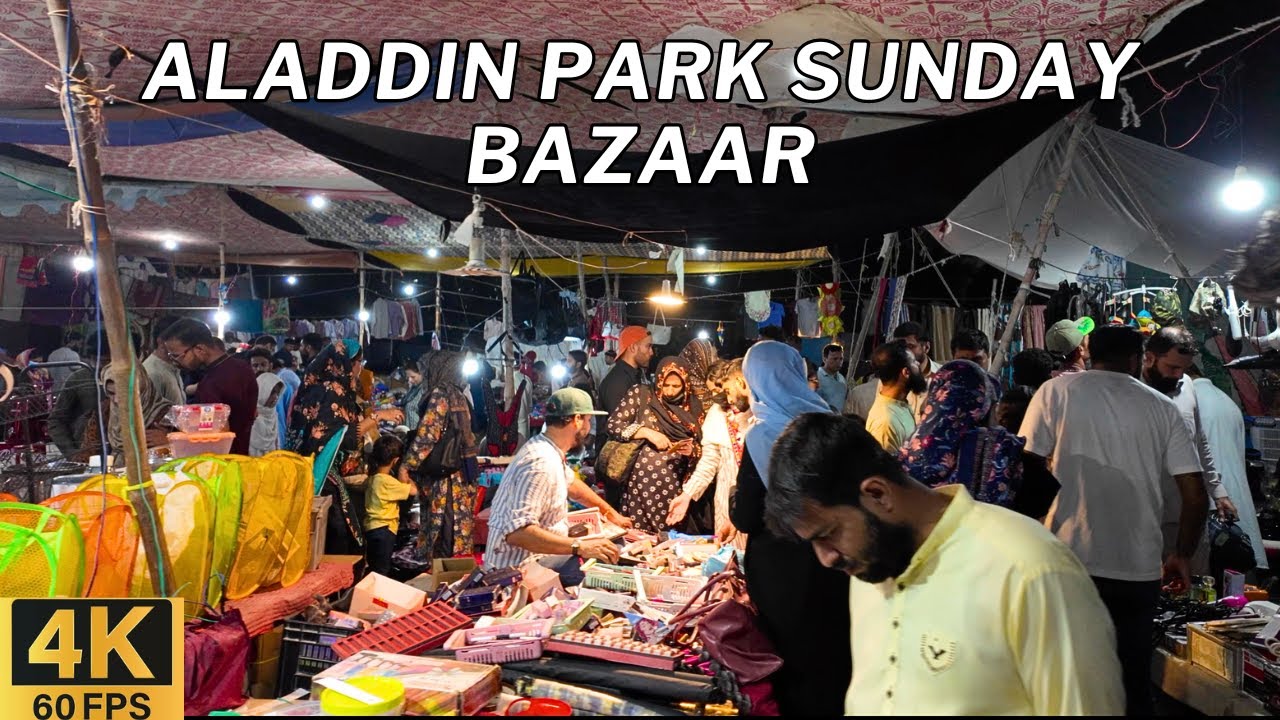 ALADDIN PARK SUNDAY BAZAAR WALKING TOUR 4K - WALKING WITH FRIENDS - YouTube