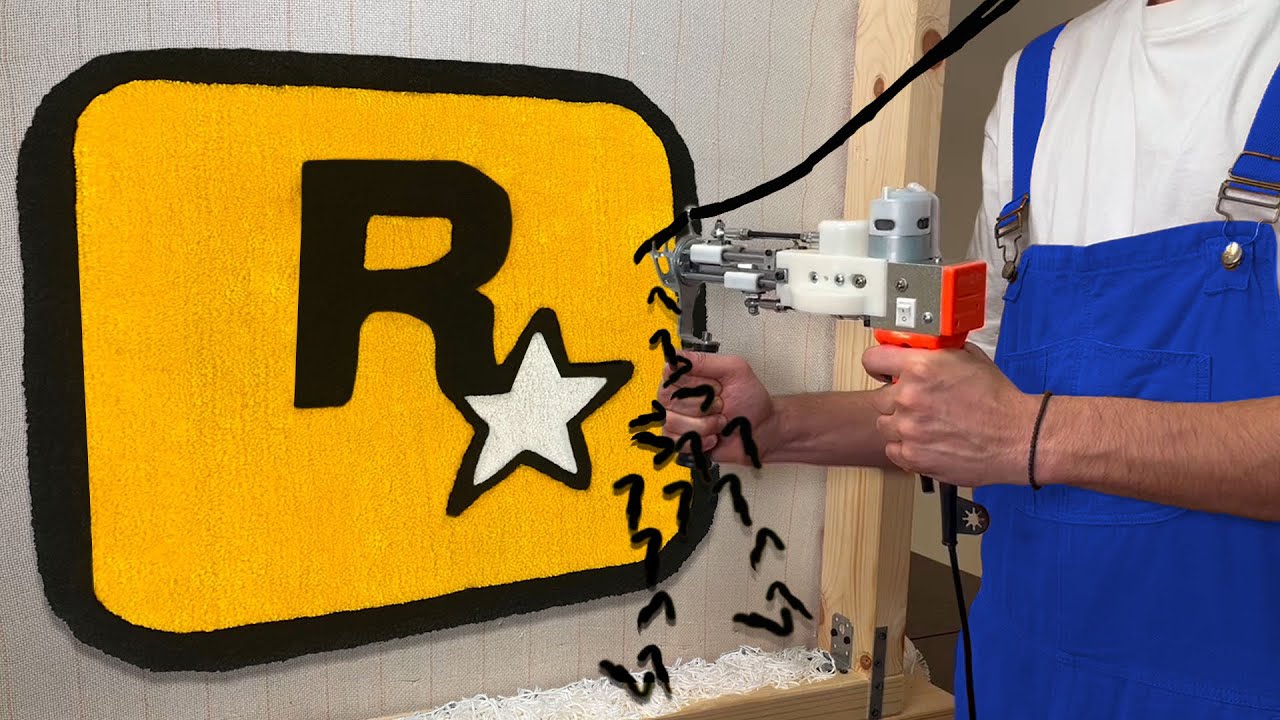 ASMR Rug Tufting | Rockstar Games Logo Rug (Start To Finish) - YouTube