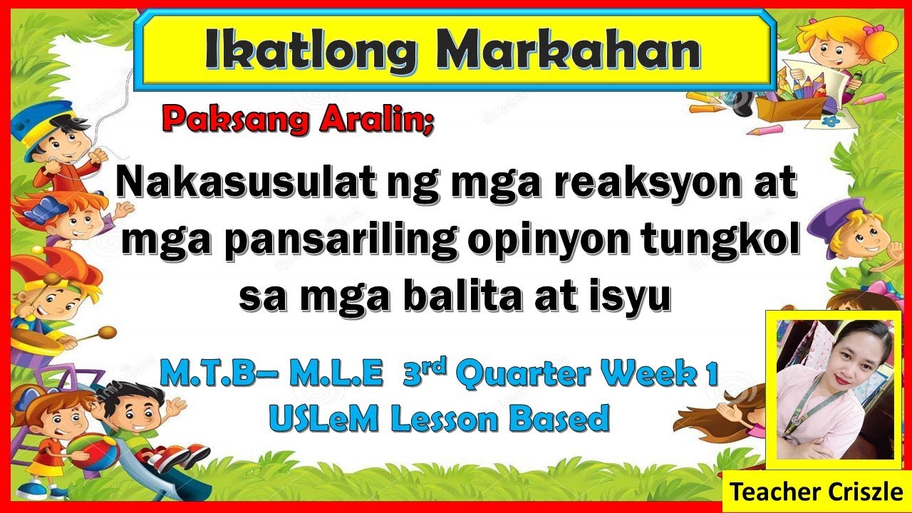 OPINYON AT REAKYON -GRADE III WEEK 1 M.T.B - YouTube