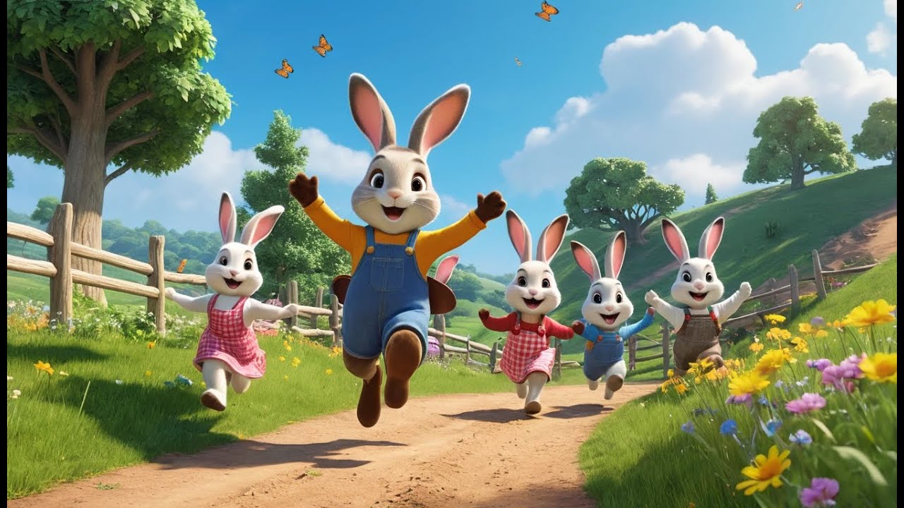 Five Little Bunnies Jumping on the Ground | Fun Bunny Song for Kids ...