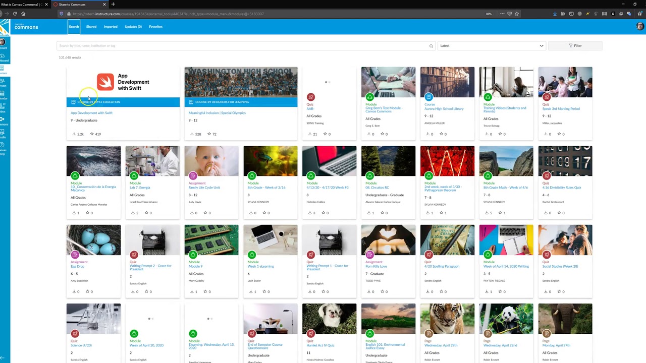 An Overview of Canvas Commons by Greg Bem, Faculty Librarian - YouTube