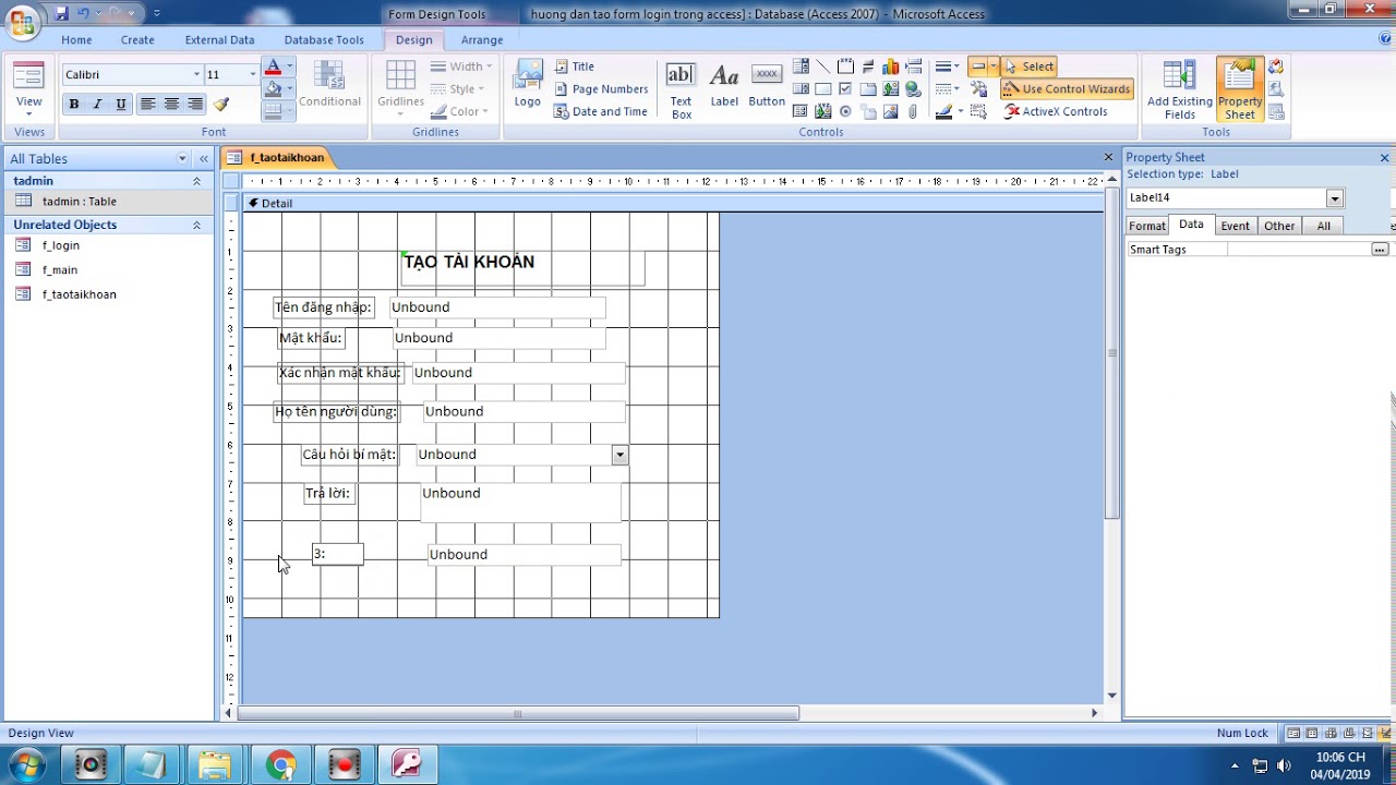 Hướng dẫn tạo form tạo tài khoản để đăng nhập trong form login trong ...