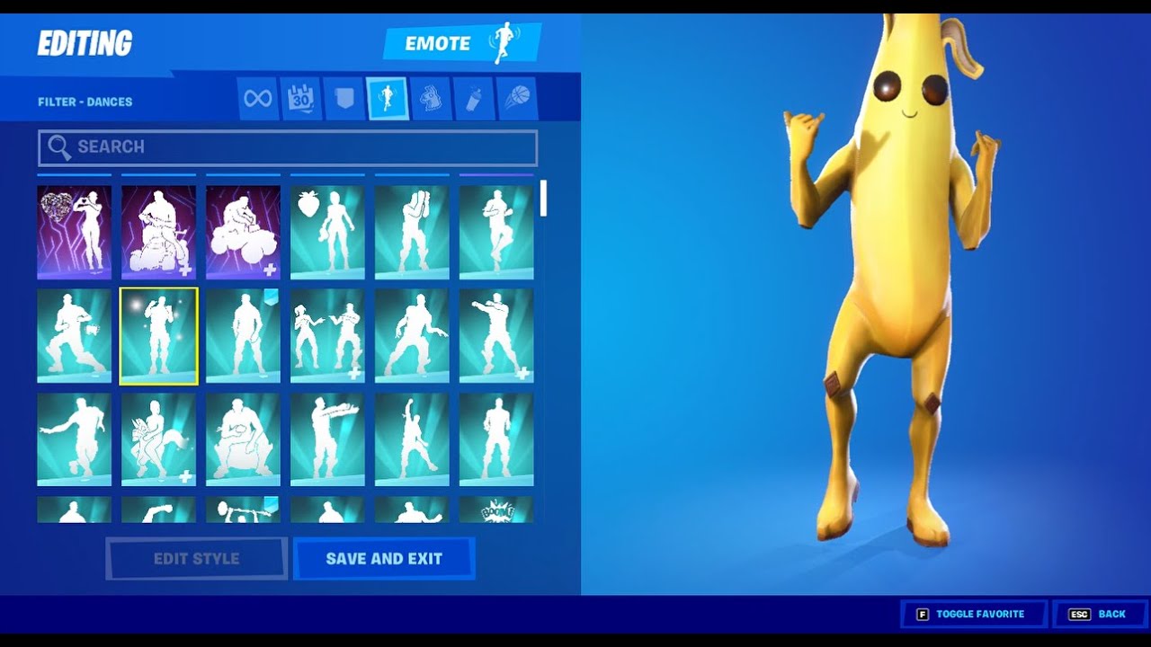 Peely doing almost all icon series emotes (Except keep it Mello) - YouTube