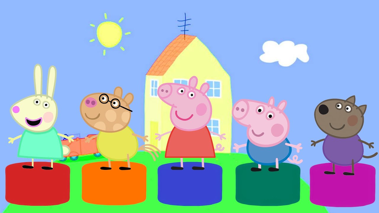 PEPPA PIG EM FIVE LITTLE MONKEYS ON THE BED | PEPPA PIG EM CINCO ...