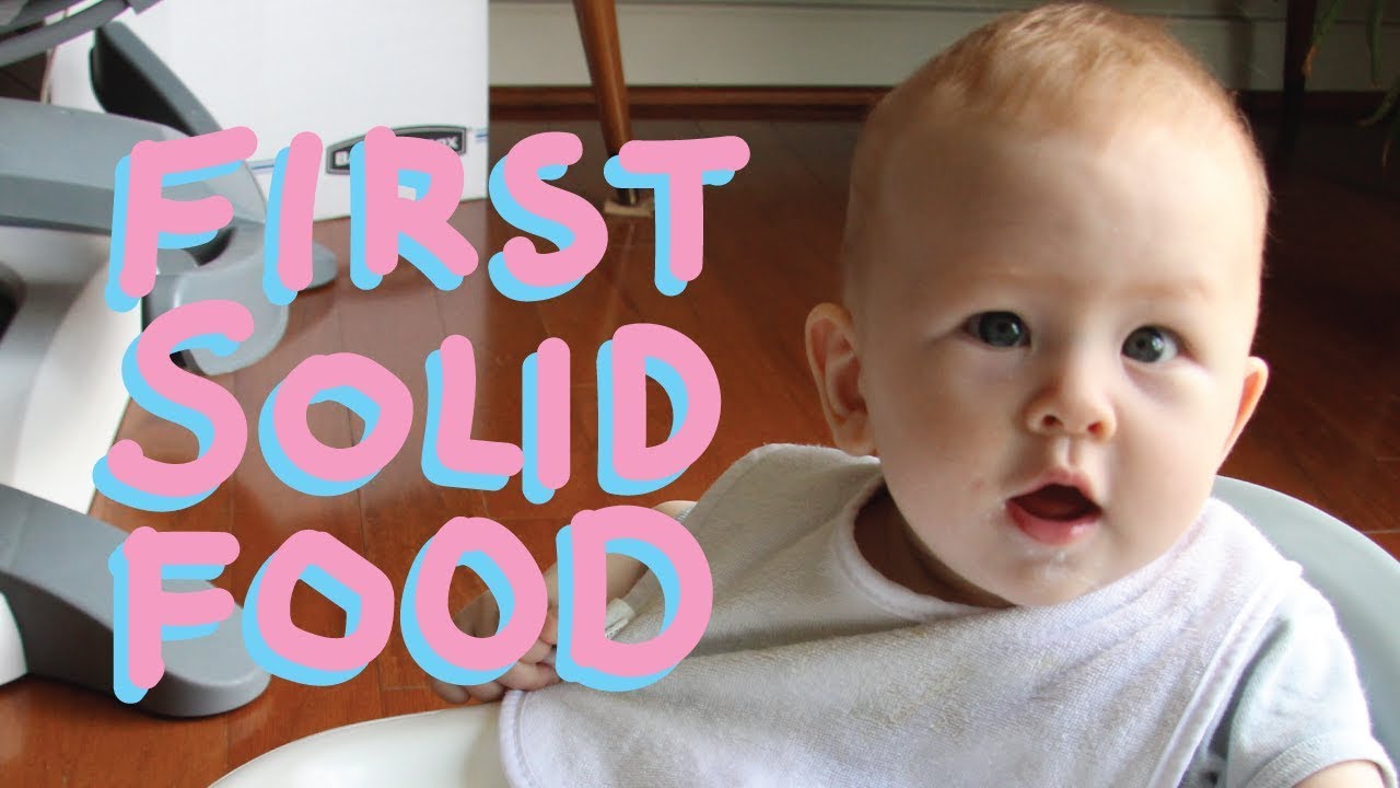 Baby eats first solid food! - YouTube