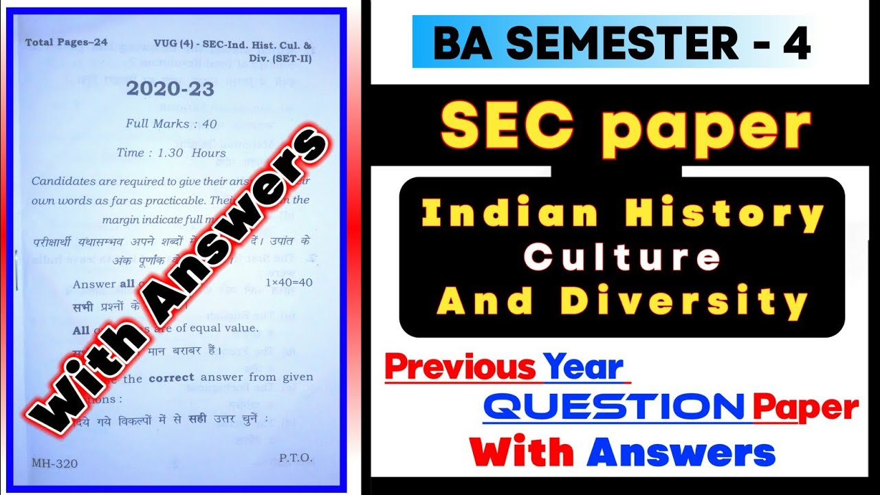 Indian History culture and Diversity Previous Year Question Paper 2023 ...