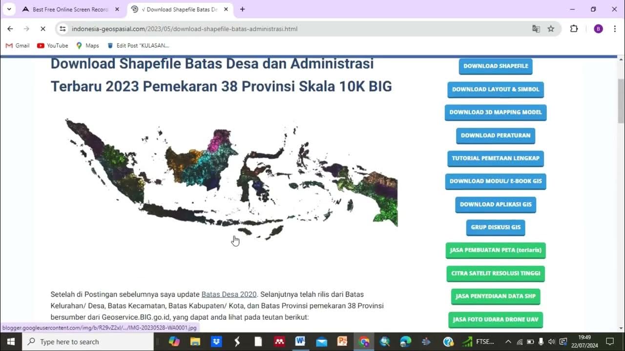 Download dan Ekstrak Data Spasial Batas Administrasi Web Indonesia Geospasial Lengkap - YouTube