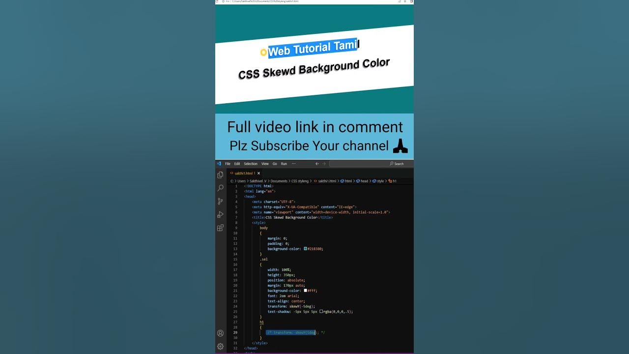 Css Skewed Background Colour Video 3 Shorts Video Web Tutorial Tamil Htmlcssshort