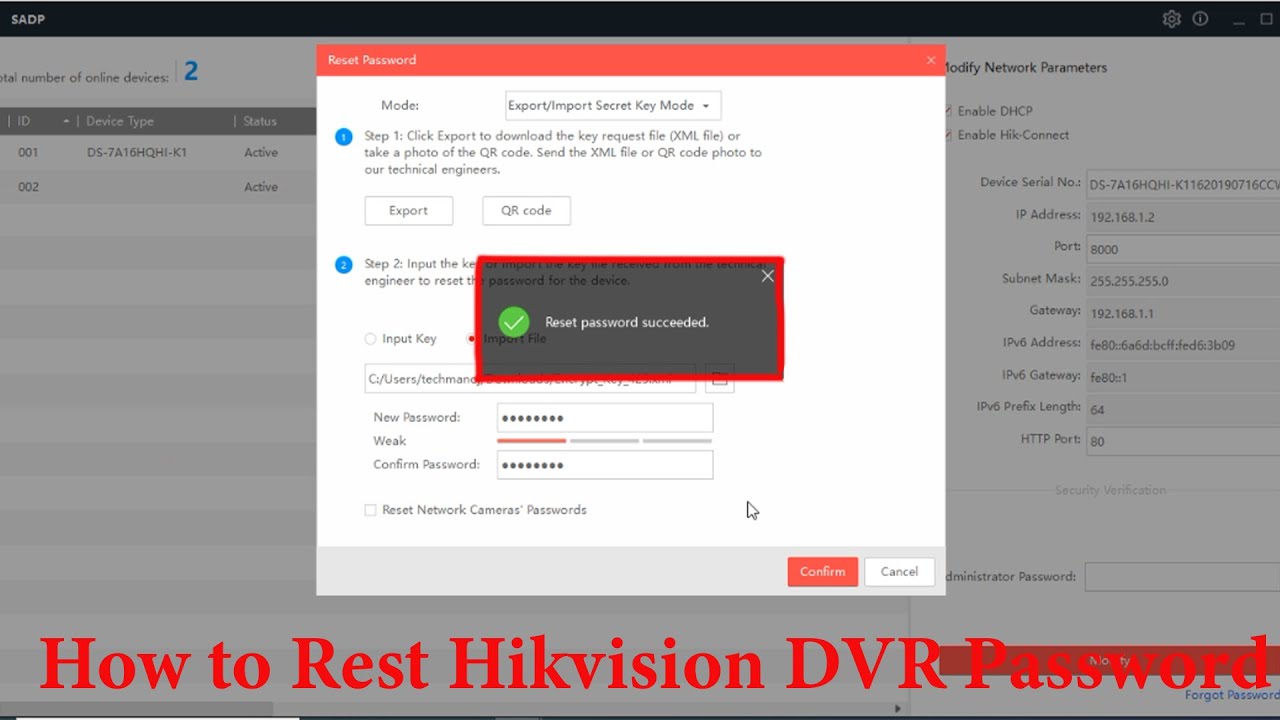 how to reset hikvision ip camera using sadp tool - YouTube