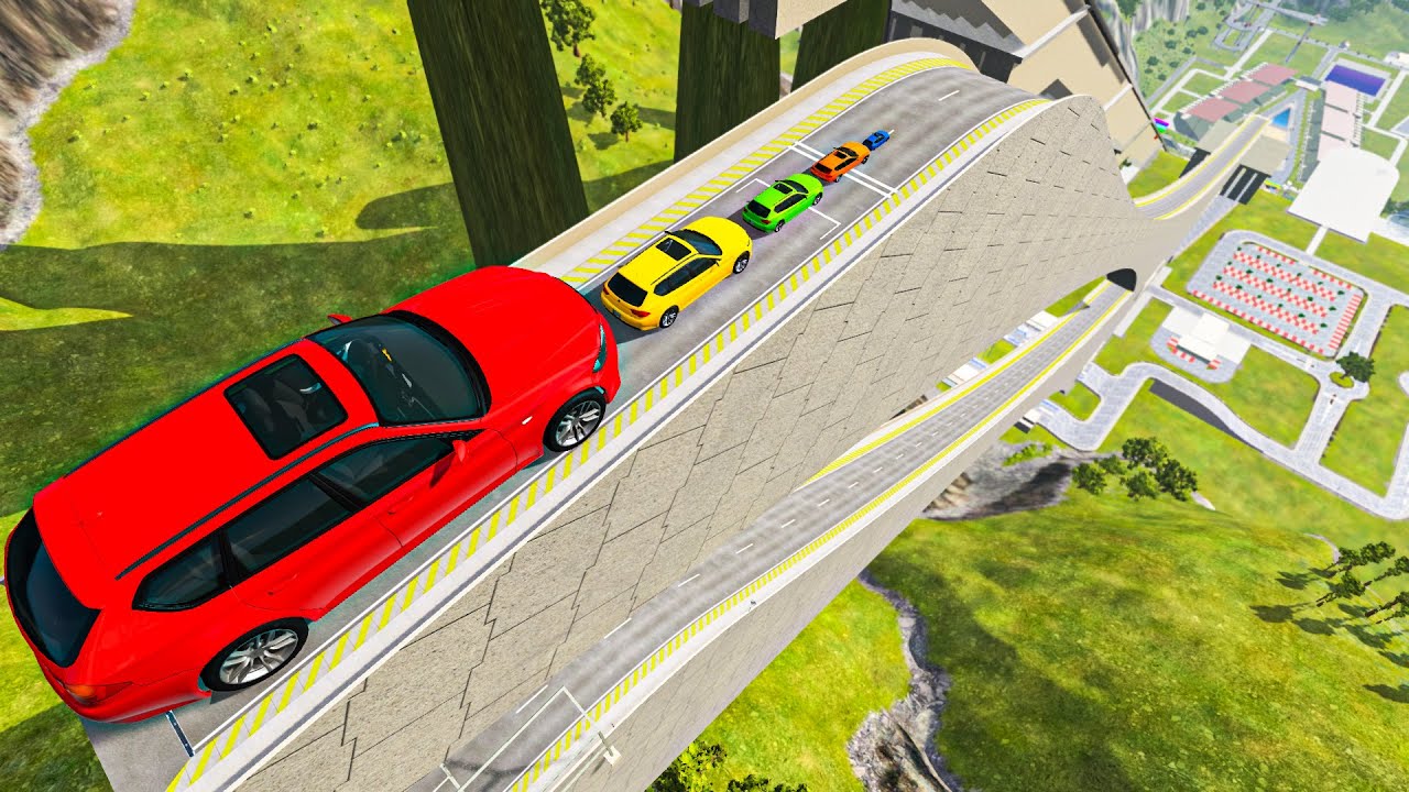 Giant and small cars vs Mega stair ramp | Crash is the only ...