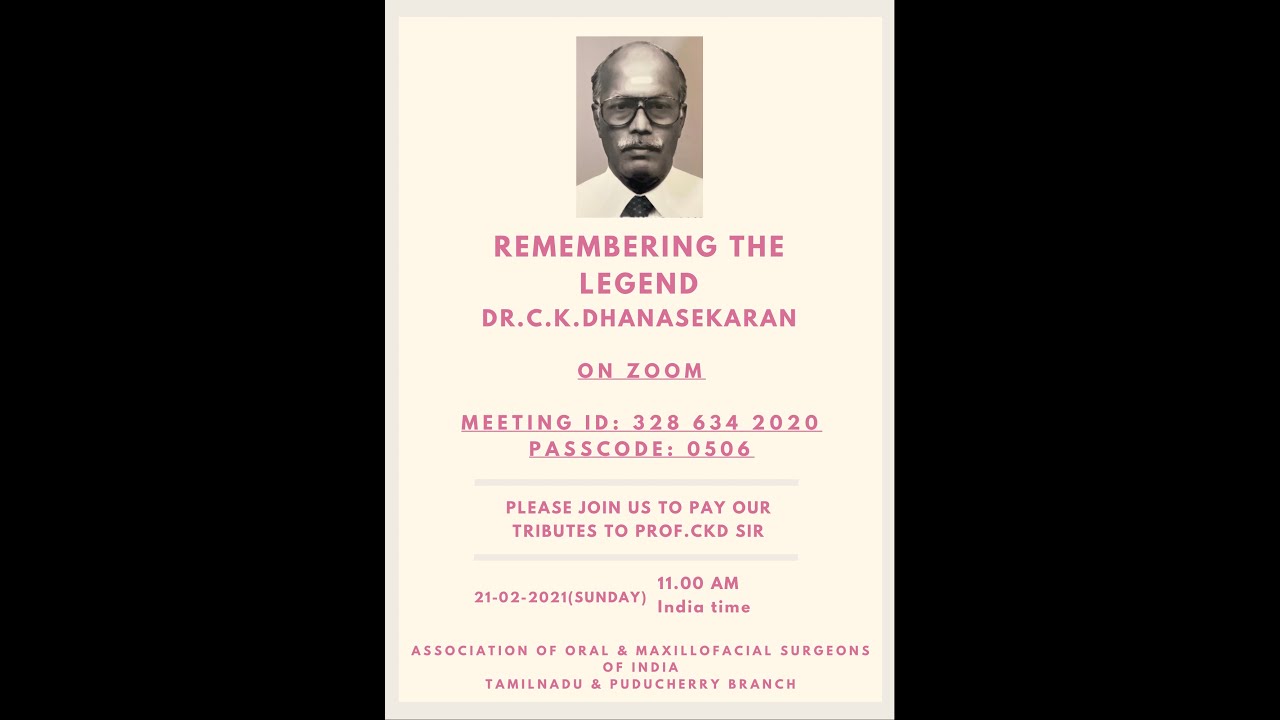 REMEMBERING THE LEGEND, PROF.DR.C.K.DHANASEKARAN - YouTube