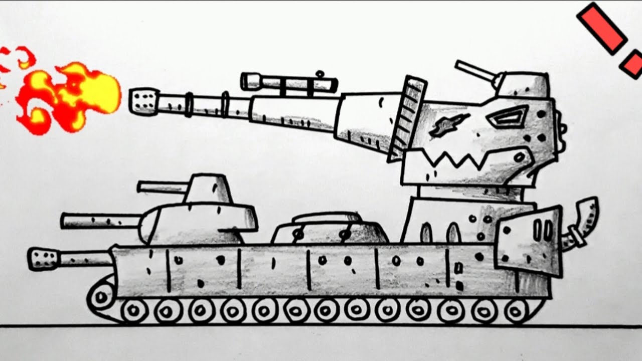 💥How to draw cartoon monster tank - YouTube