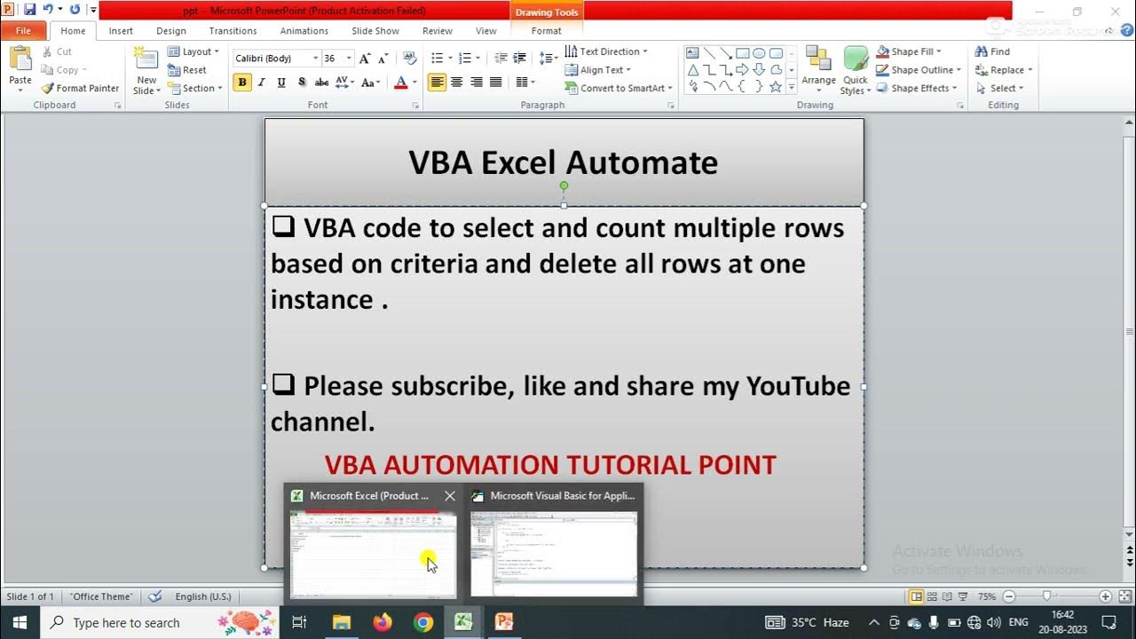 #VBA code to select, count and delete all selected rows based on criteria(wild card)at one ...