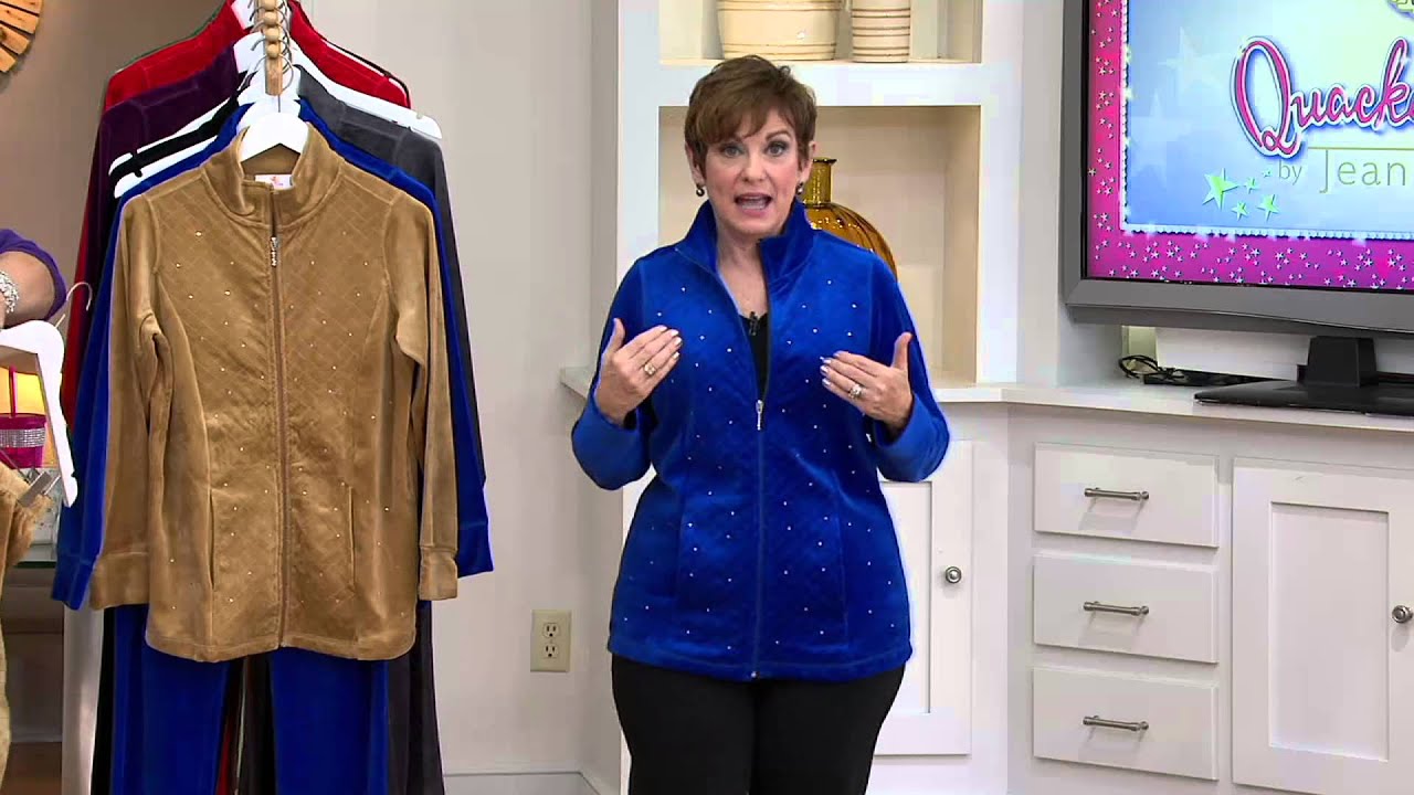 Quacker Factory Short Velour Jacket & Pants Set w/Rhinestones with Jane ...