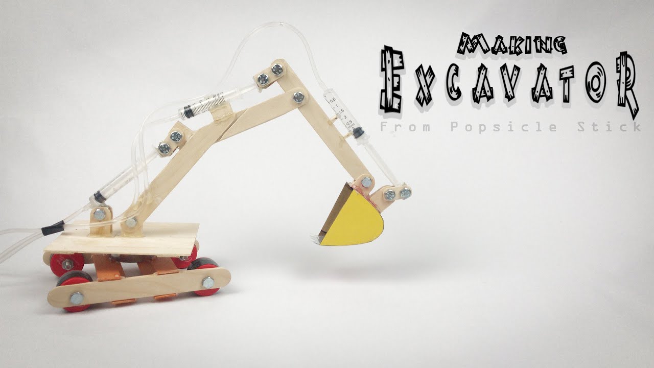 How to Make Control Hydraulic Excavator from Popsicle Stick - Handmade ...