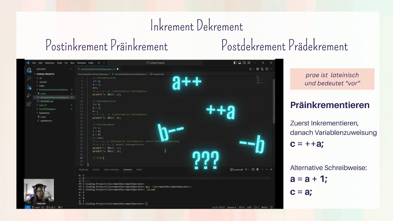 C-Tutorial/a++/++a/b--/--b/Inkrement Dekrement Postinkrement ...