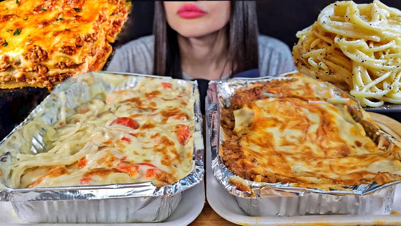 ASMR CREAMY PASTA + LASAGNA MUKBANG - YouTube