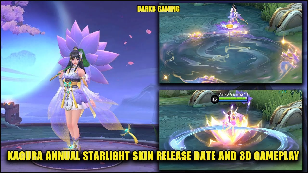 Kagura Annual Starlight Skin Release Date And 3d Gameplay Kagura Water Lily Skin Mlbb Youtube