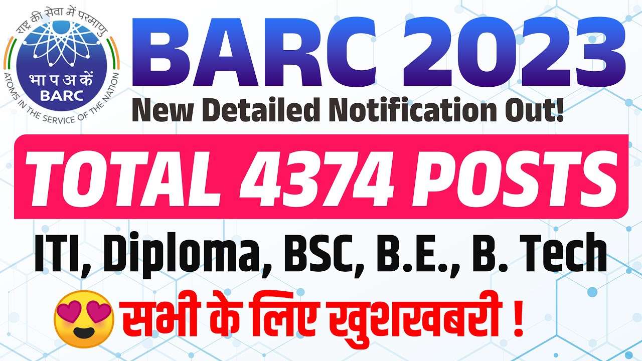 BARC Notification 2023 for 4374 Posts | Scientific Assistant Technician ...