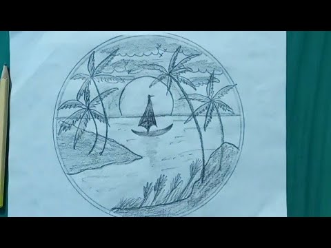 How to draw a drawing river.. step by step. pencil art - YouTube