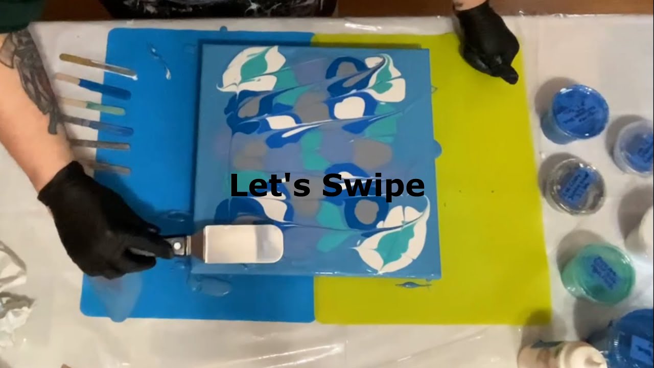 #50 - Wrecked Puddle Pour and Swiping on 12"x12" Canvas - YouTube